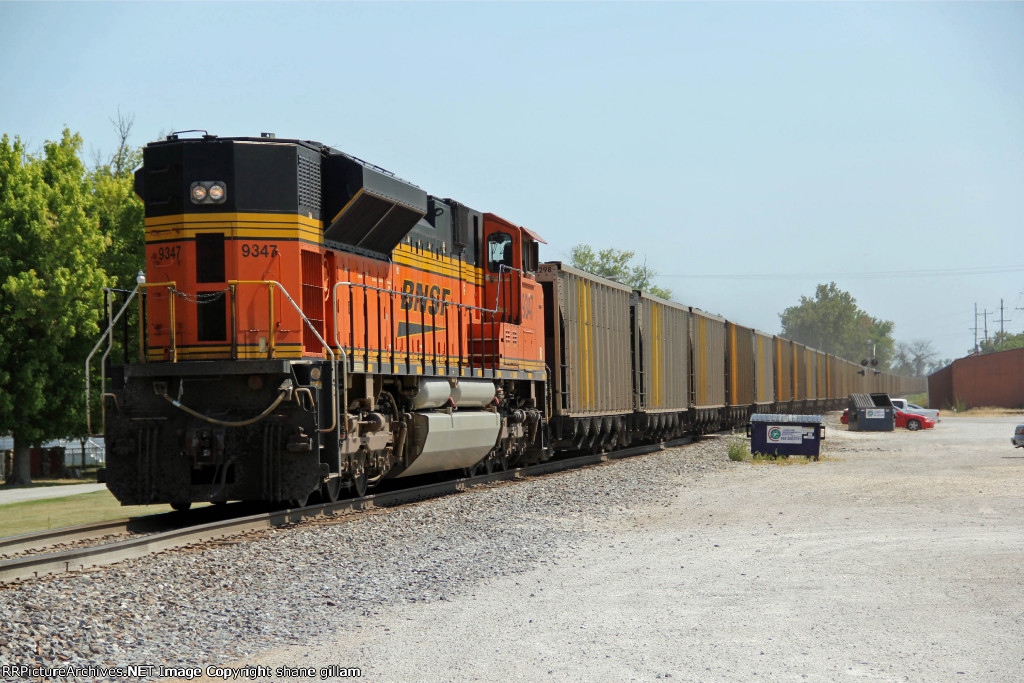 BNSF 9347 shoves on this sb coal load.